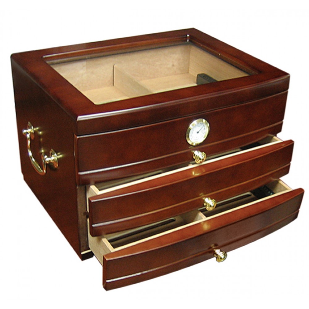Regent 75 Ct. Dark Mahogany Glass Top Humidor – Planet Cigars